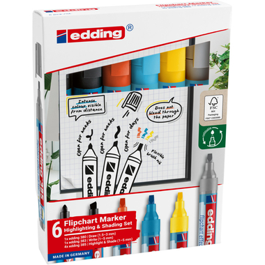 EDDING Flipchart Marker 385 1-5mm 4-385-380-38 Marqueurs à effet 6 ...