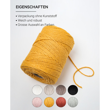 I AM CREATIVE Macrame Rope 6203.1 mustard, 2mm, 500g | postshop.ch