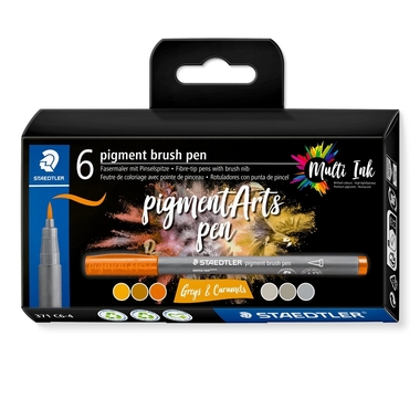 STAEDTLER Feutre de coloriage à brush 371 C6-4 pigment pen 376 6er Set ...