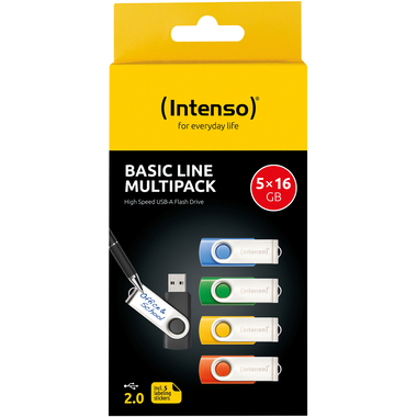 INTENSO USB-Stick Basic Line 5x16GB 3503575 UBS 2.0 Multipack | postshop.ch