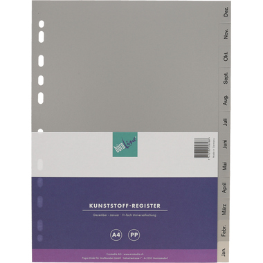 BÜROLINE Register PP A4 40951 grau Dez-Jan DE | postshop.ch