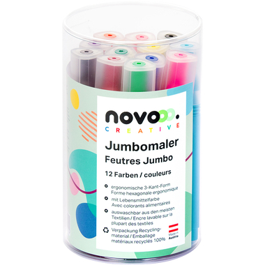 NOVOOO Fasermaler Jumbo 0.5mm 96082000 assortiert, Runddose 12 Stück ...
