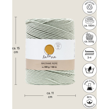 I AM CREATIVE Macrame Rope 6203.24 little green, 2mm, 500g | postshop.ch