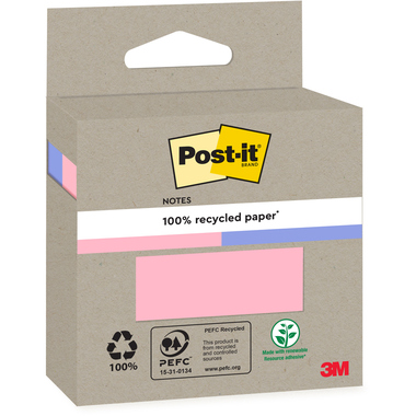 POST-IT Haftnotizen Recycling 76x76mm 6820R-2PB blau und pink 2x100 ...