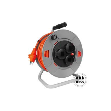 STEFFEN Cable Reel FLEX PUR Plastic 3 x T13 IP55 25m Gray Black ...
