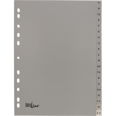 BÜROLINE Register PP A4 40958 grau A-Z 20-teilig | postshop.ch