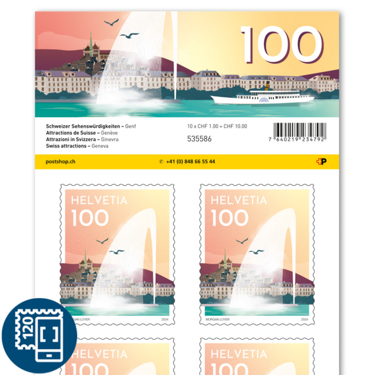 Briefmarken CHF 1.00 «Genf», Bogen mit 10 Marken | postshop.ch