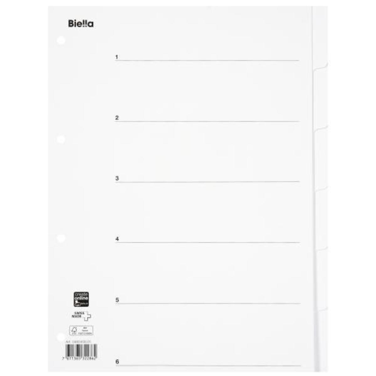BIELLA Register cardboard white A4 46540601 6 pcs., plain | buy at ...